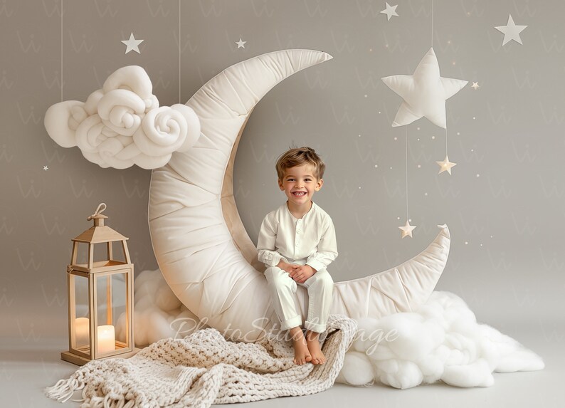 Digital Backdrop Baby Gray Background Photography Moon Backdrop, Boy ...