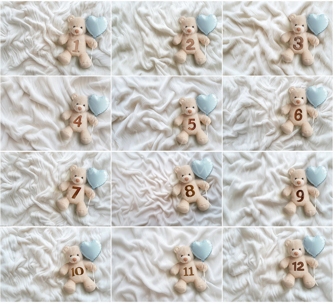 Digital Backdrop 12 Twelve Months Photography White Knitted Background ...