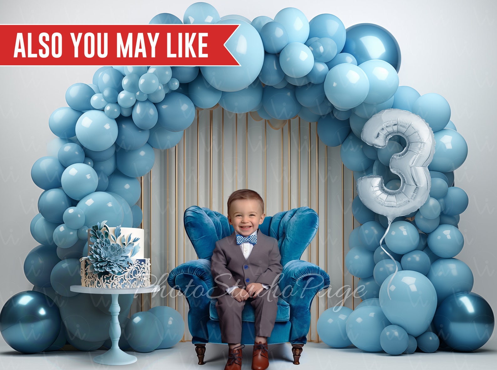 Digital 3rd Third Birthday Three Backdrop, Digital Background for Baby ...