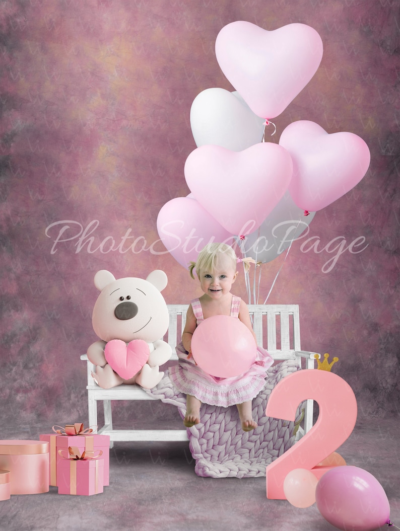 Digital Second Birthday Baby Backdrop, Girl on the Chair Background ...