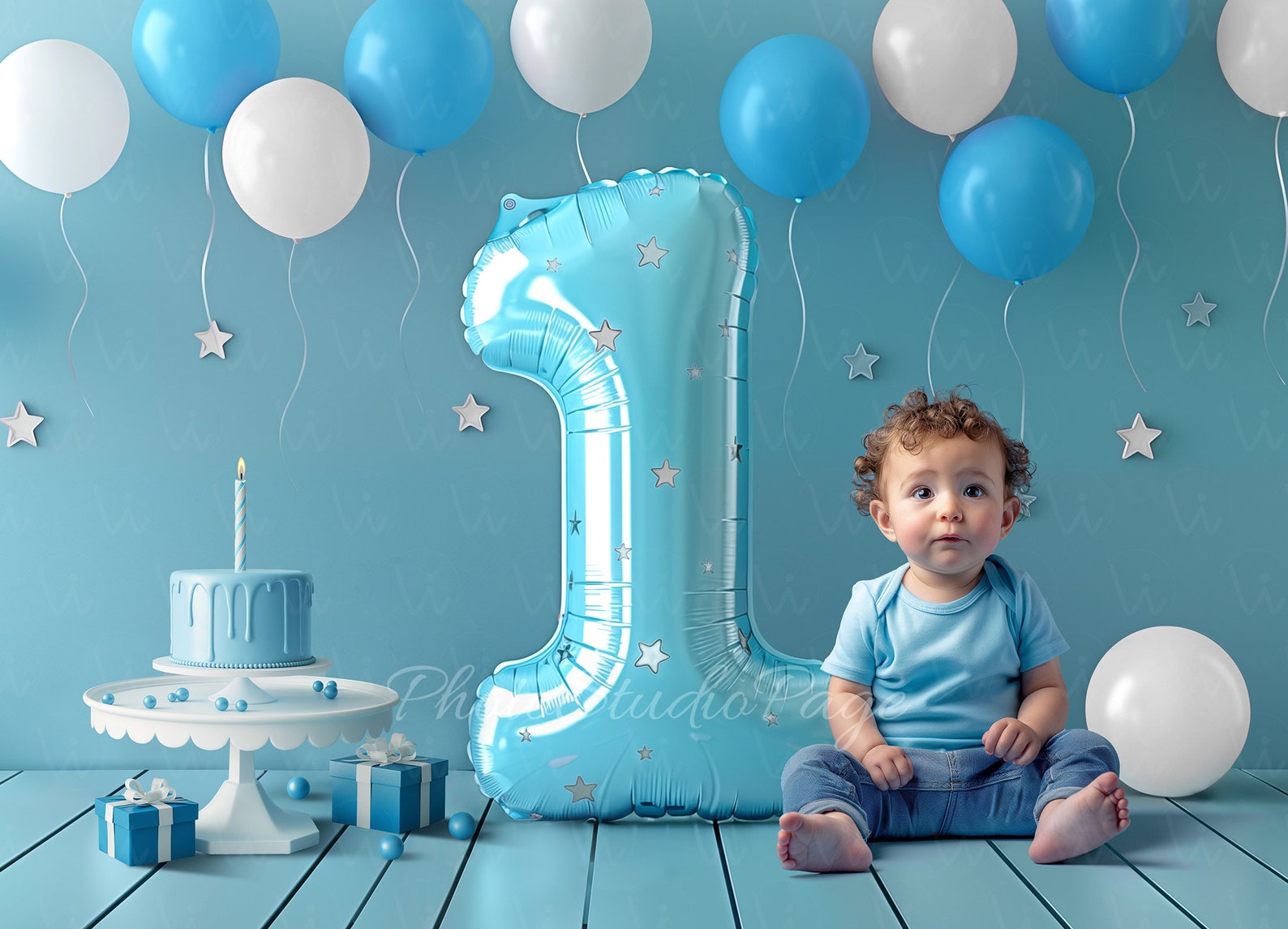 Digital First 1st Birthday Backdrop Background, One Year Birthday ...