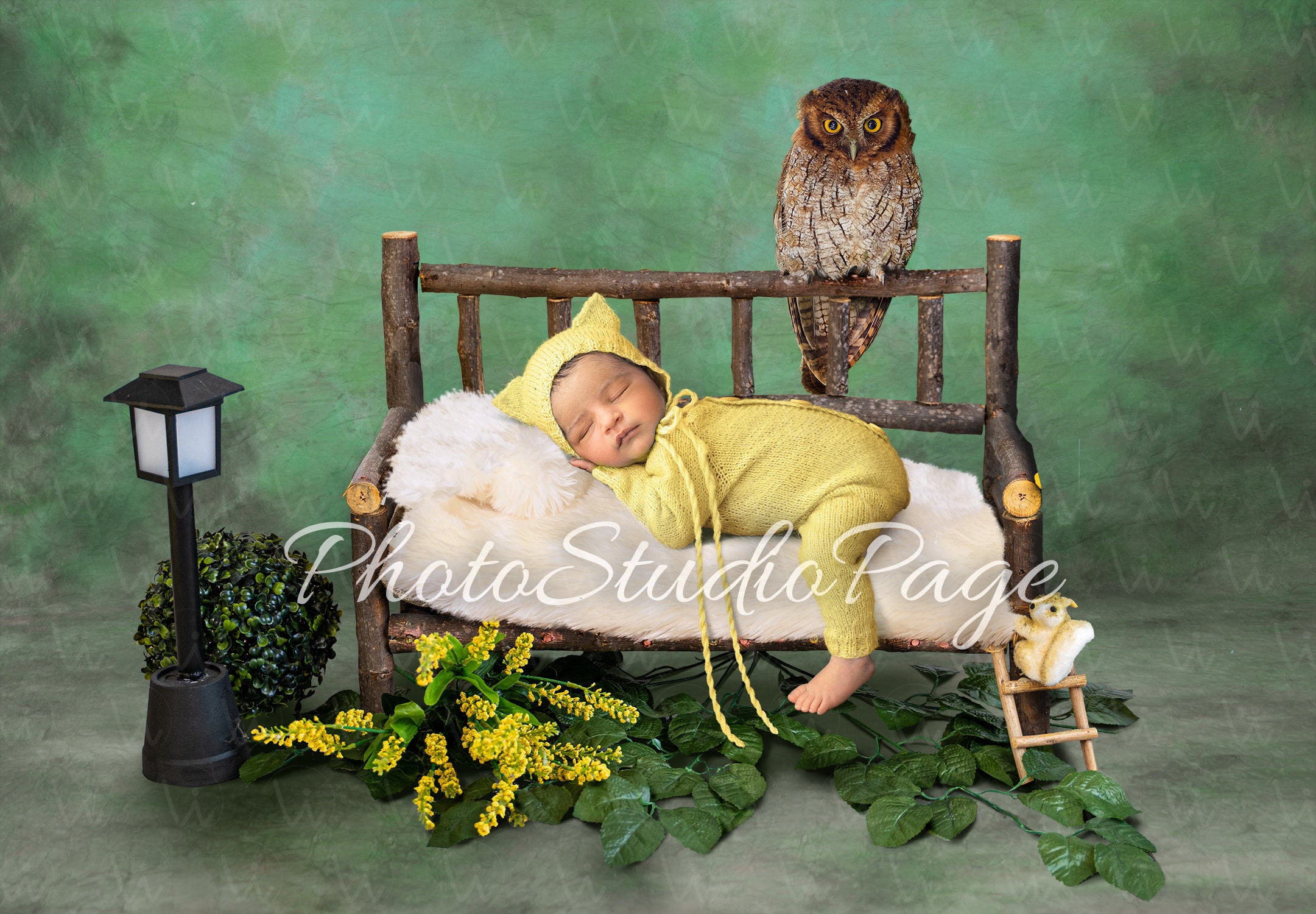 Digital Newborn Photography Backdrop Background With Sleeping Baby Girl ...