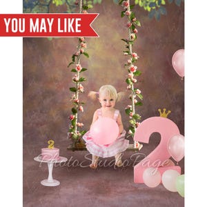 Digital 2 Two Year Second Birthday Backdrop, Second Birthday Baby Girl ...