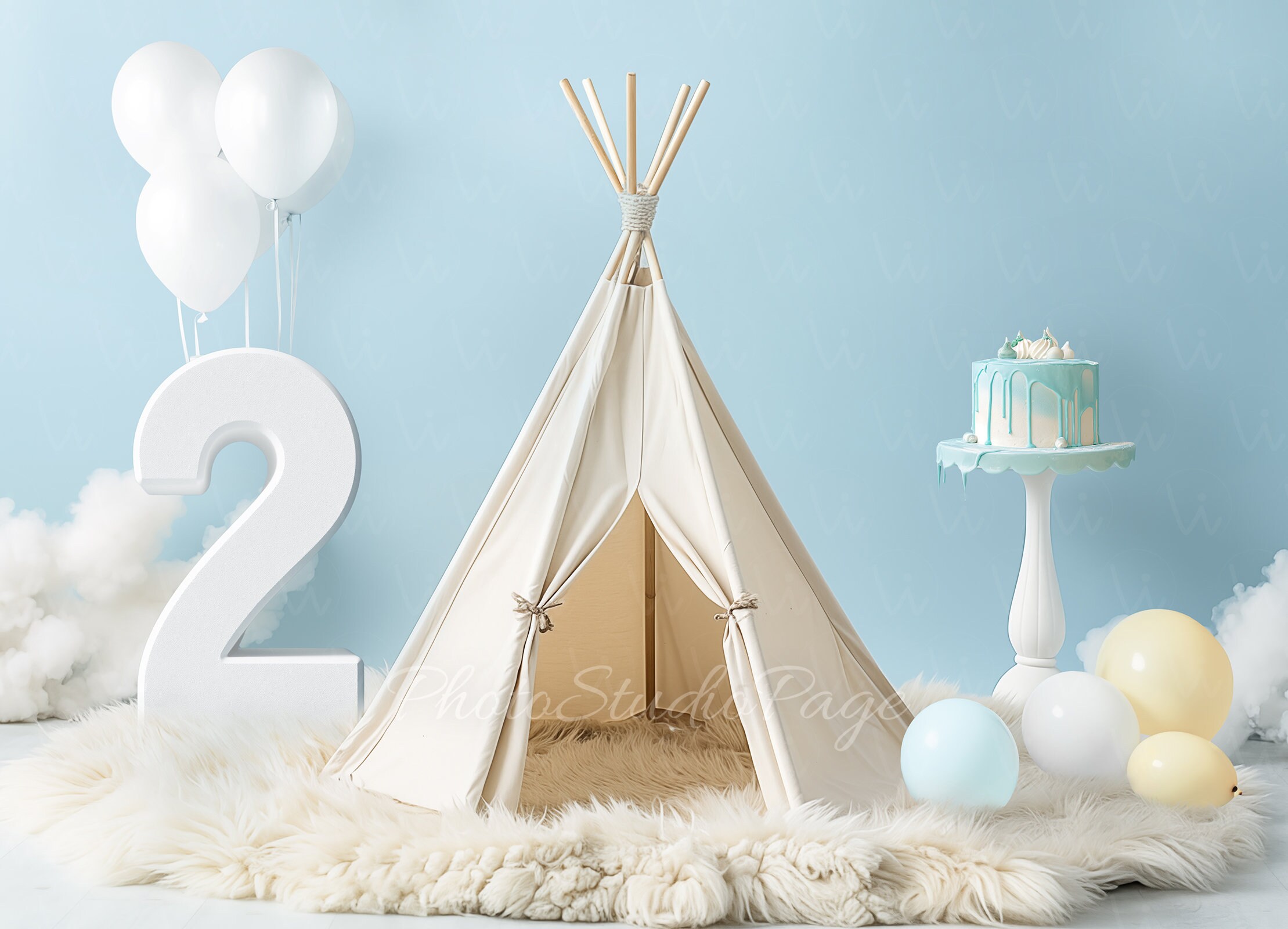 Digital Second Birthday Backdrop Background Two Year Birthday ...