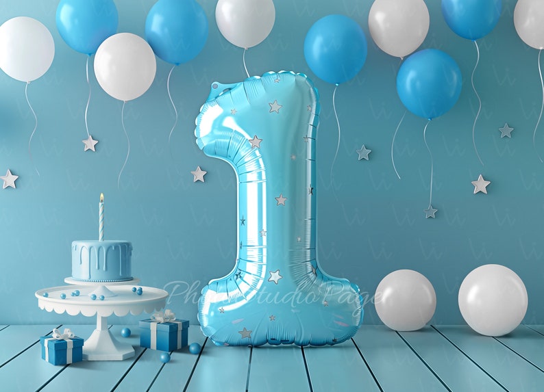 Digital First 1st Birthday Backdrop Background, One Year Birthday ...