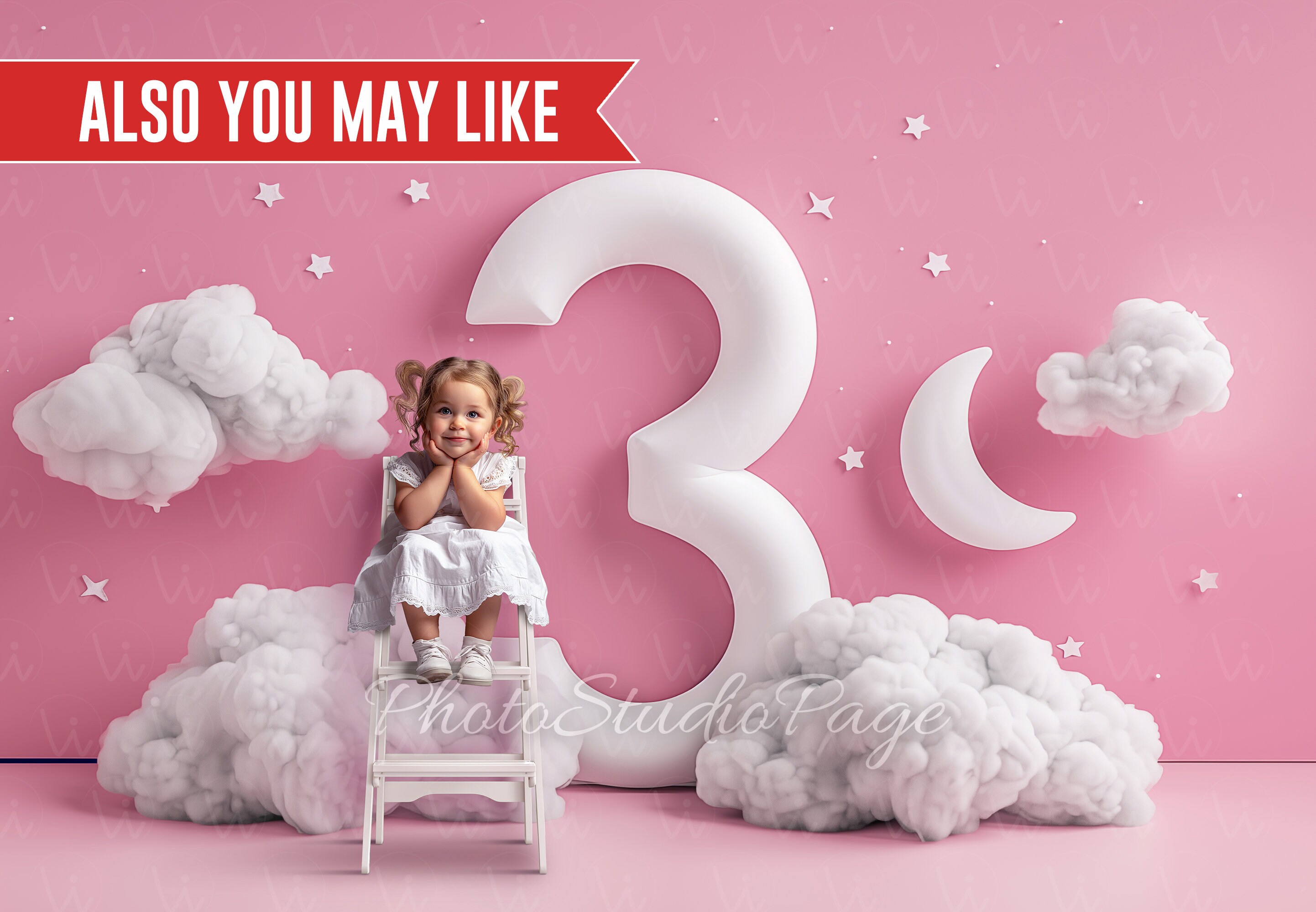 Digital 4th Fourth Birthday Four Backdrop Photography for Baby Girl ...