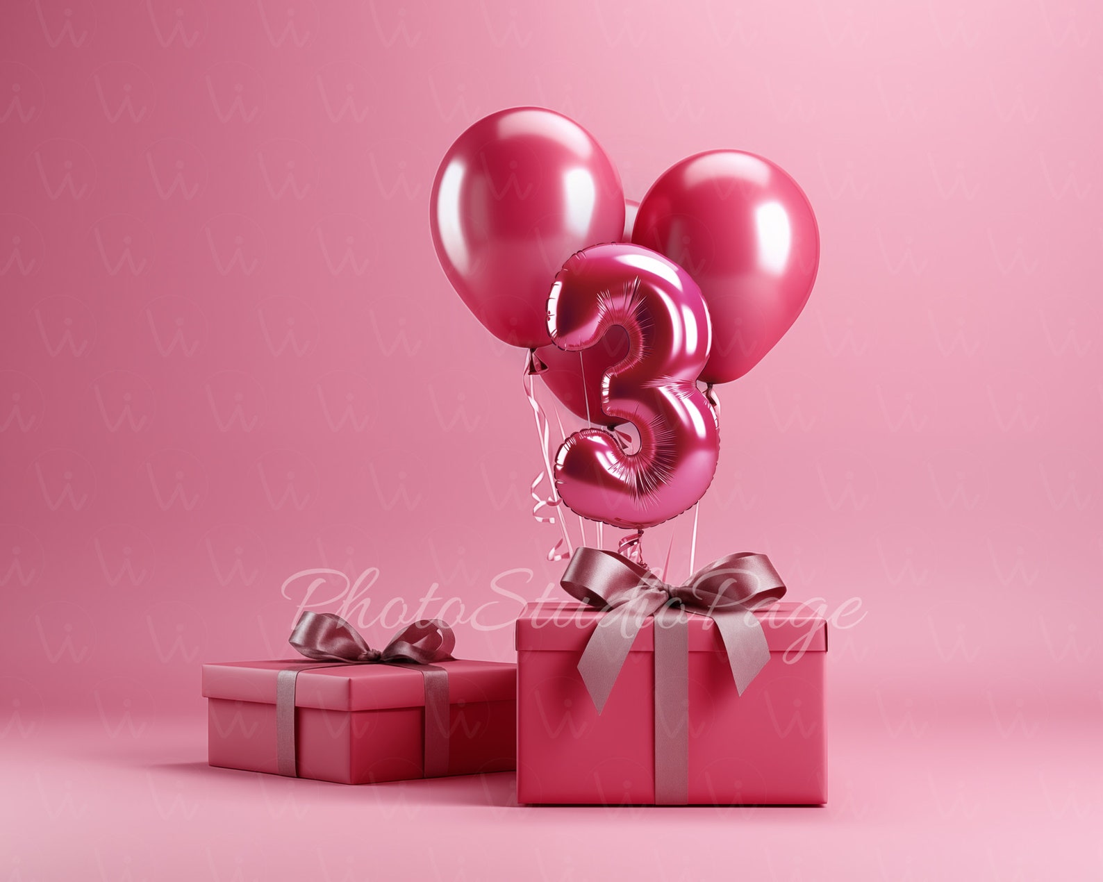 Digital Third 3 Year Birthday Backdrop, Baby Girl Birthday Background ...