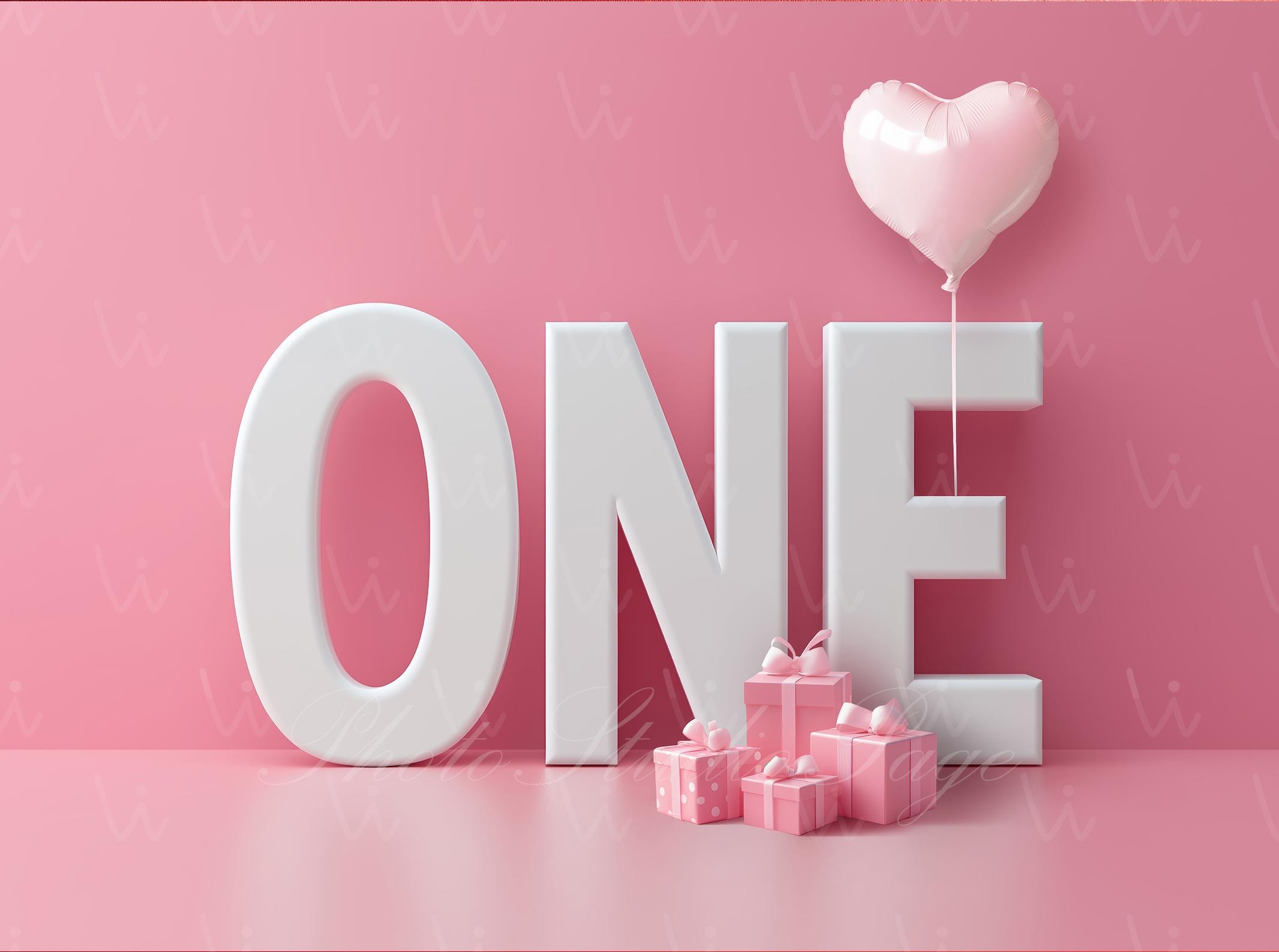 Digital 1 One Year First Birthday Backdrop First Birthday Celebration ...