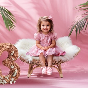 Digital 3rd Third Birthday Backdrop for Baby Girl Background With Big ...