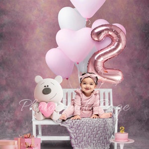Digital 2 Two Year Second Birthday Backdrop, Baby Girl Digital Backdrop ...