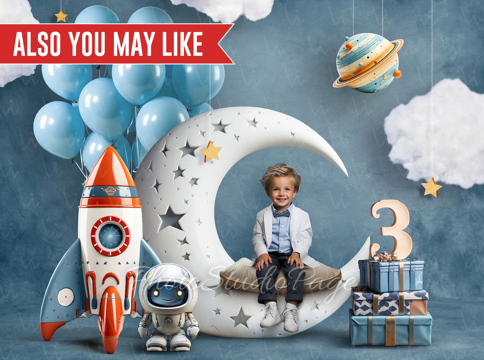 Digital First Birthday Backdrop Background, One Year Birthday ...