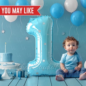Digital First Birthday Backdrop Background Birthday One for Baby Boy ...