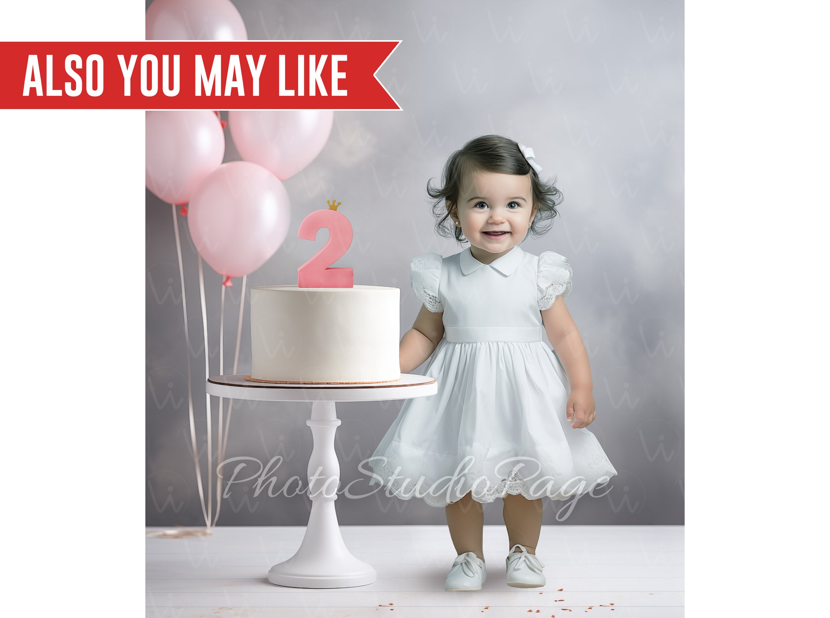 Digital Baby Boy Birthday Backdrop, 2nd Year Second Birthday Two ...