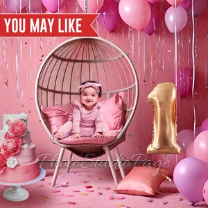 Digital 1st First Birthday One Backdrop Photography for Baby Girl ...