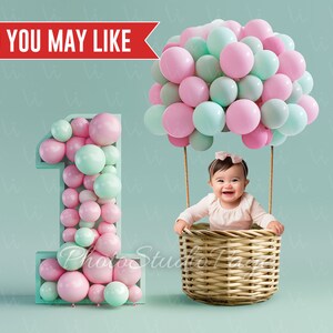Digital First 1st Birthday Backdrop Background One Year Birthday ...