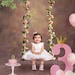 Digital Third Birthday Three 3 Backdrop Background for Baby Girl on the ...