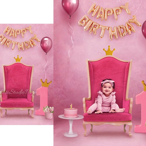 First 1st One Year Birthday Digital Backdrop Background With - Etsy