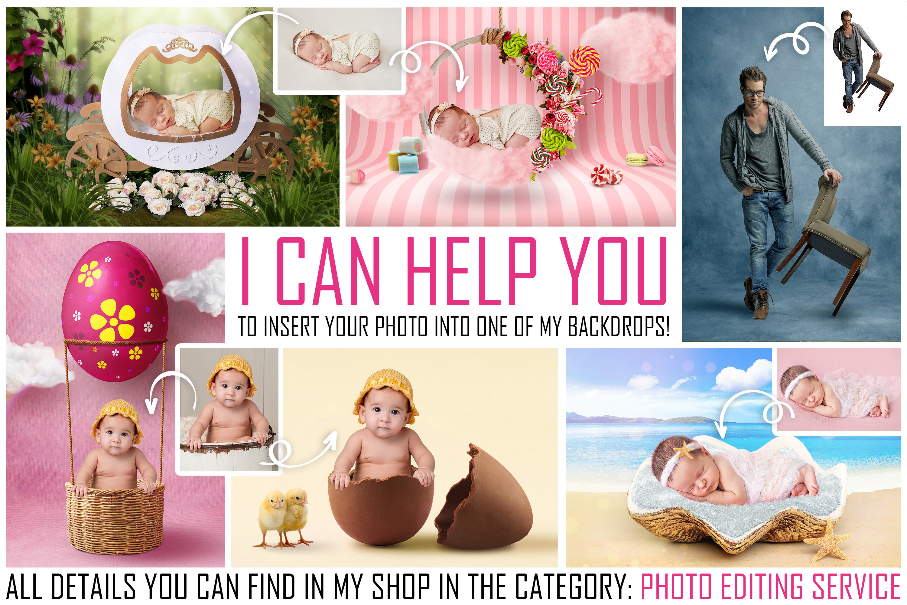 Digital Newborn Photography Backdrop Background With Sleeping Baby Girl ...