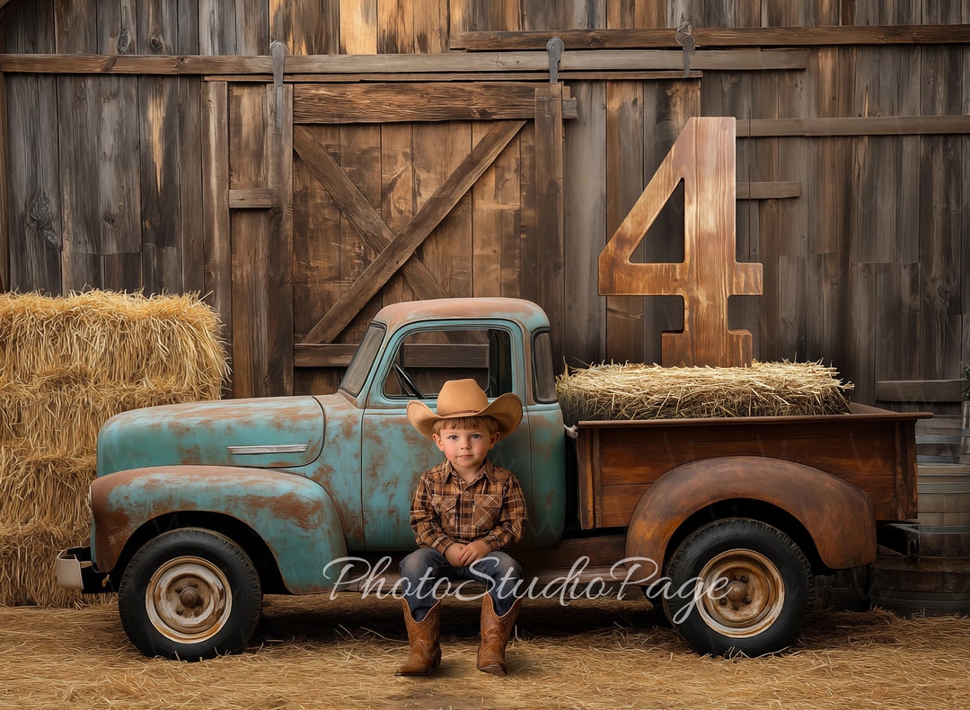 Digital 4th Fourth Birthday Four Backdrop Photography for Cowboy Baby ...