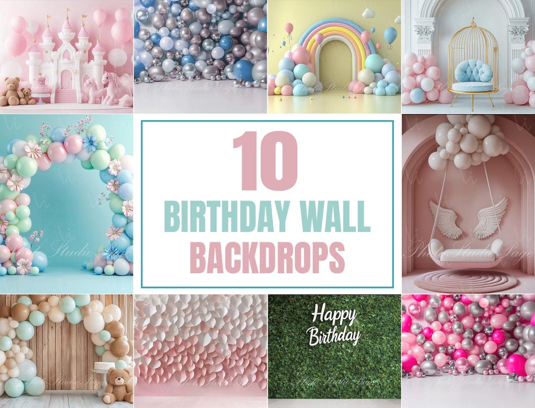 Digital Birthday Backdrop Bundle for Baby Girl Boy Photography Birthday ...