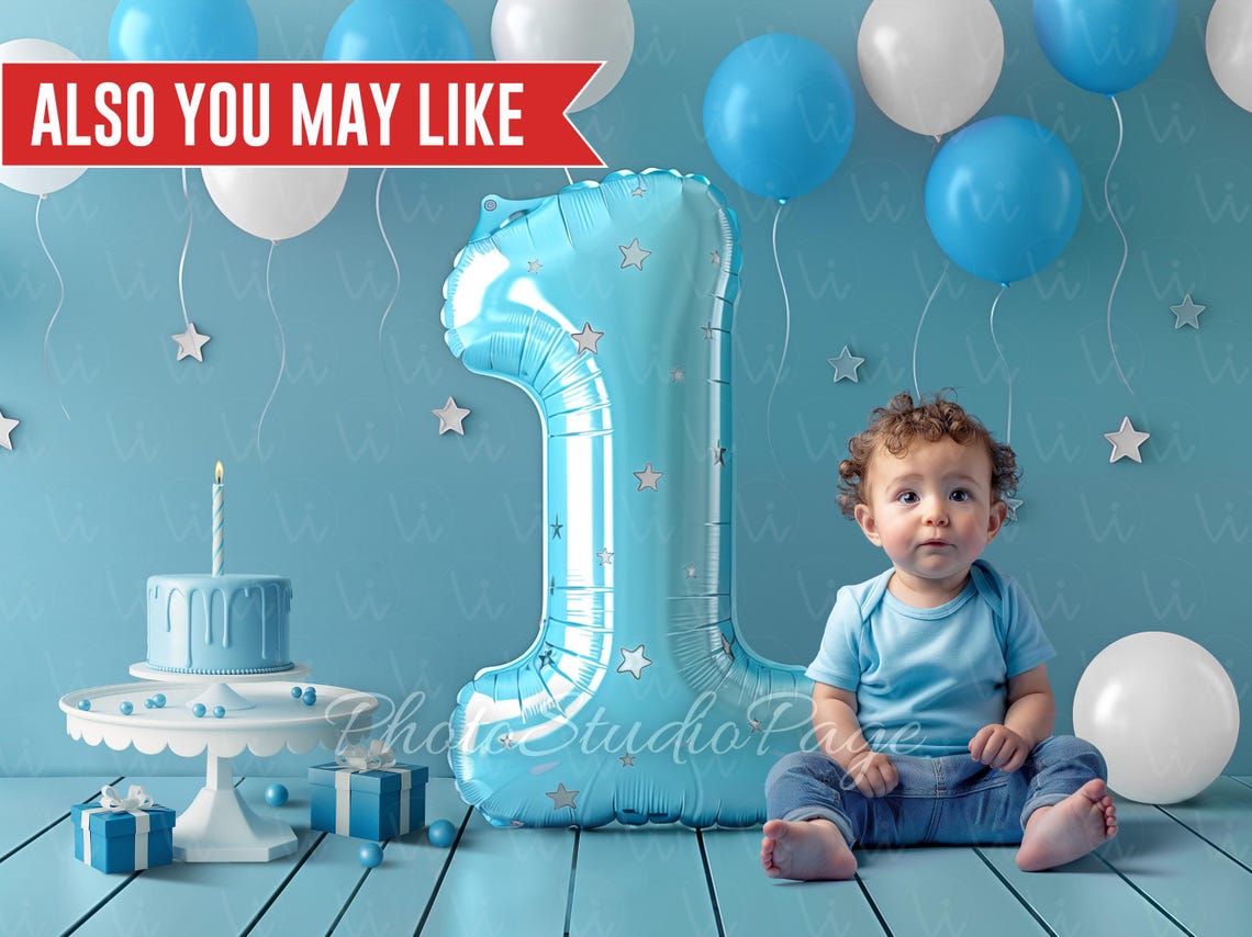 Digital First Birthday Backdrop Background One Year Birthday Background ...