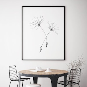 Kitchen Floral Wall Decor, Minimalist Botanical Art Poster, Black and ...