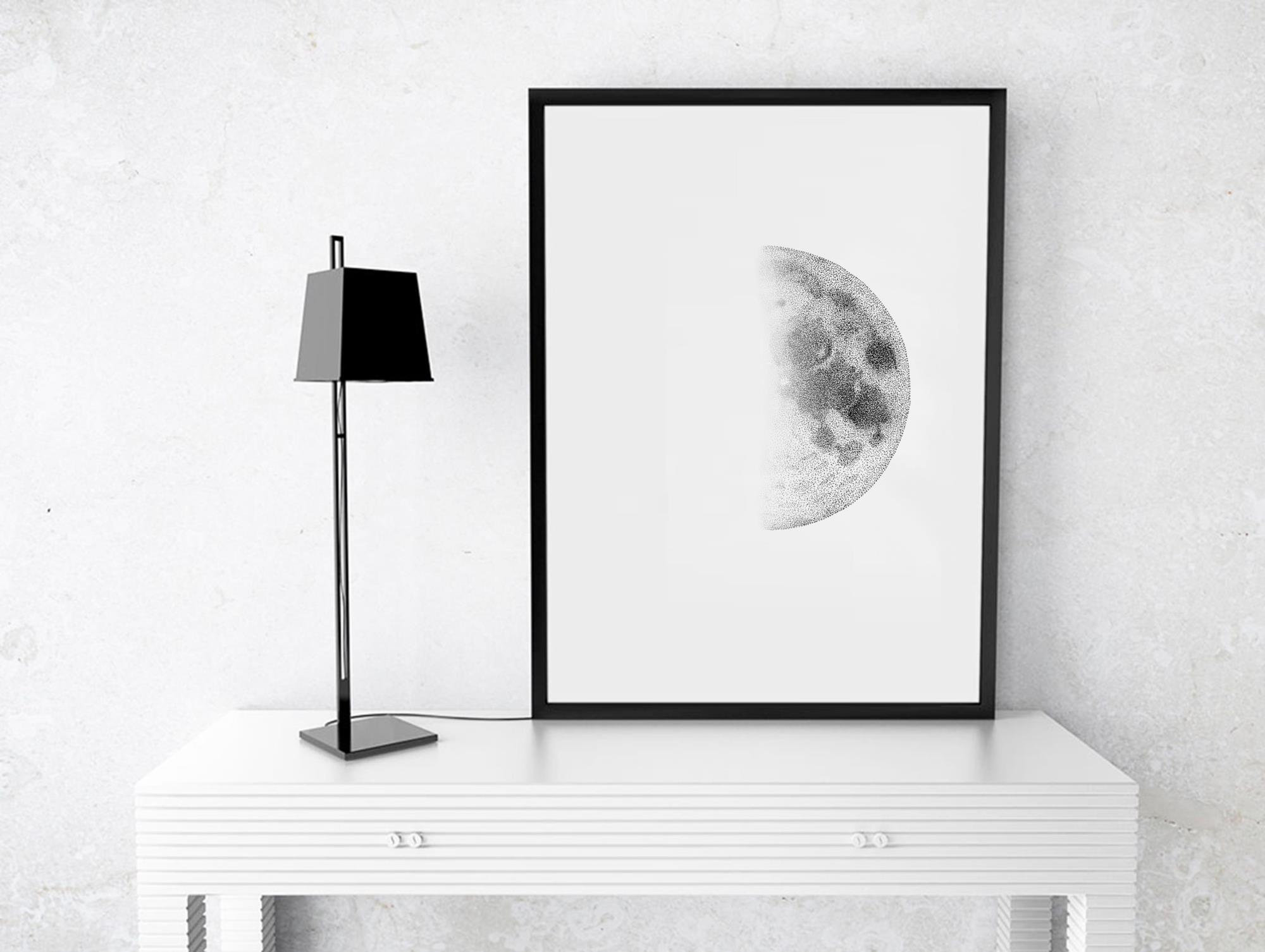 Dotwork Moon Cycle Wall Art Set of 5 Prints for Master Bedroom Wall ...