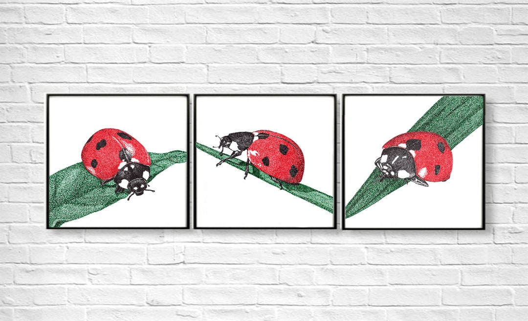 Set of 3 Instant Art Prints for Nursery Wall Decor, Ladybug ...