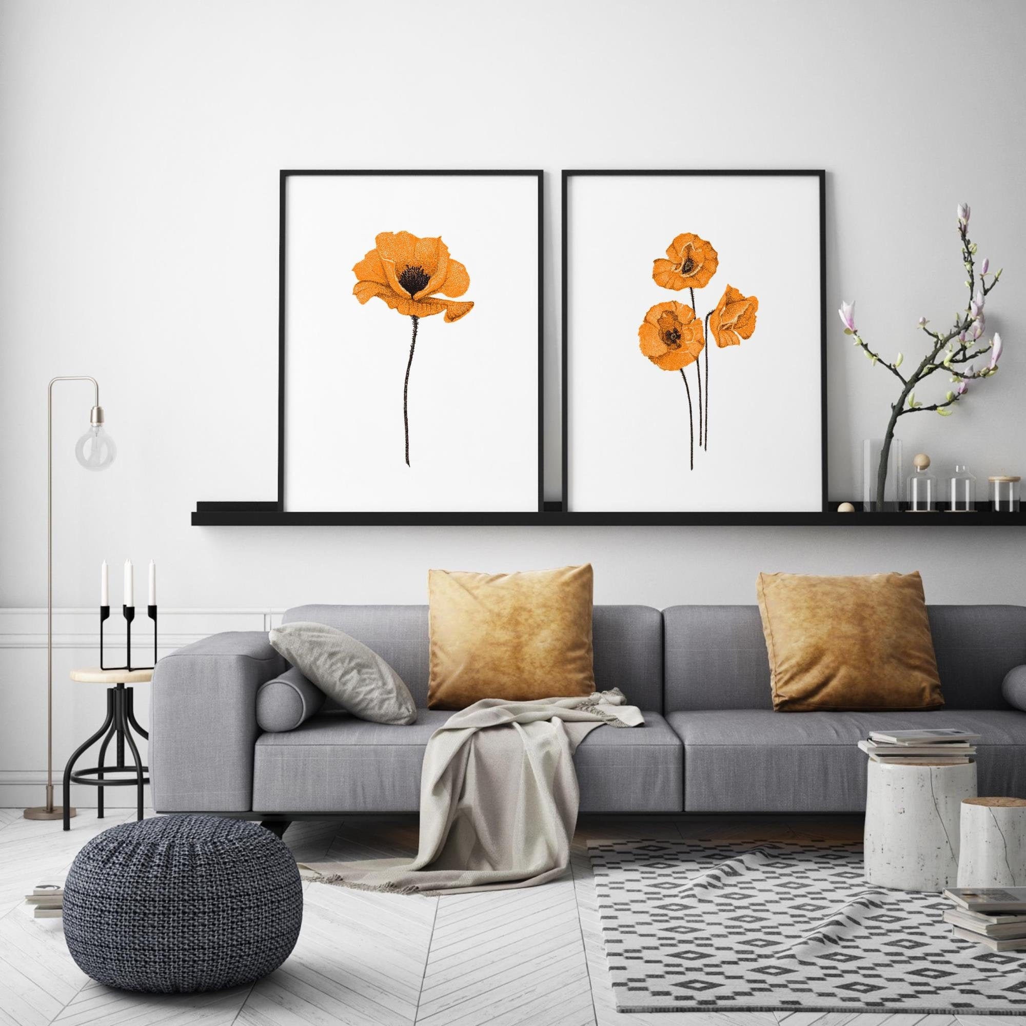 Poppy Botanical Print Set of Two Prints for Instant Download | Etsy