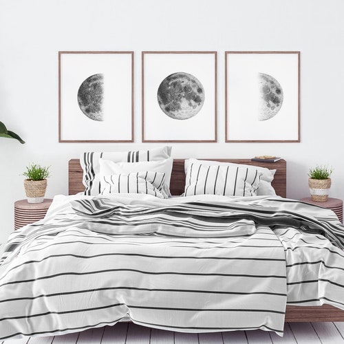 Phases of the Moon Watercolor Printable Bedroom Wall Decor - Etsy