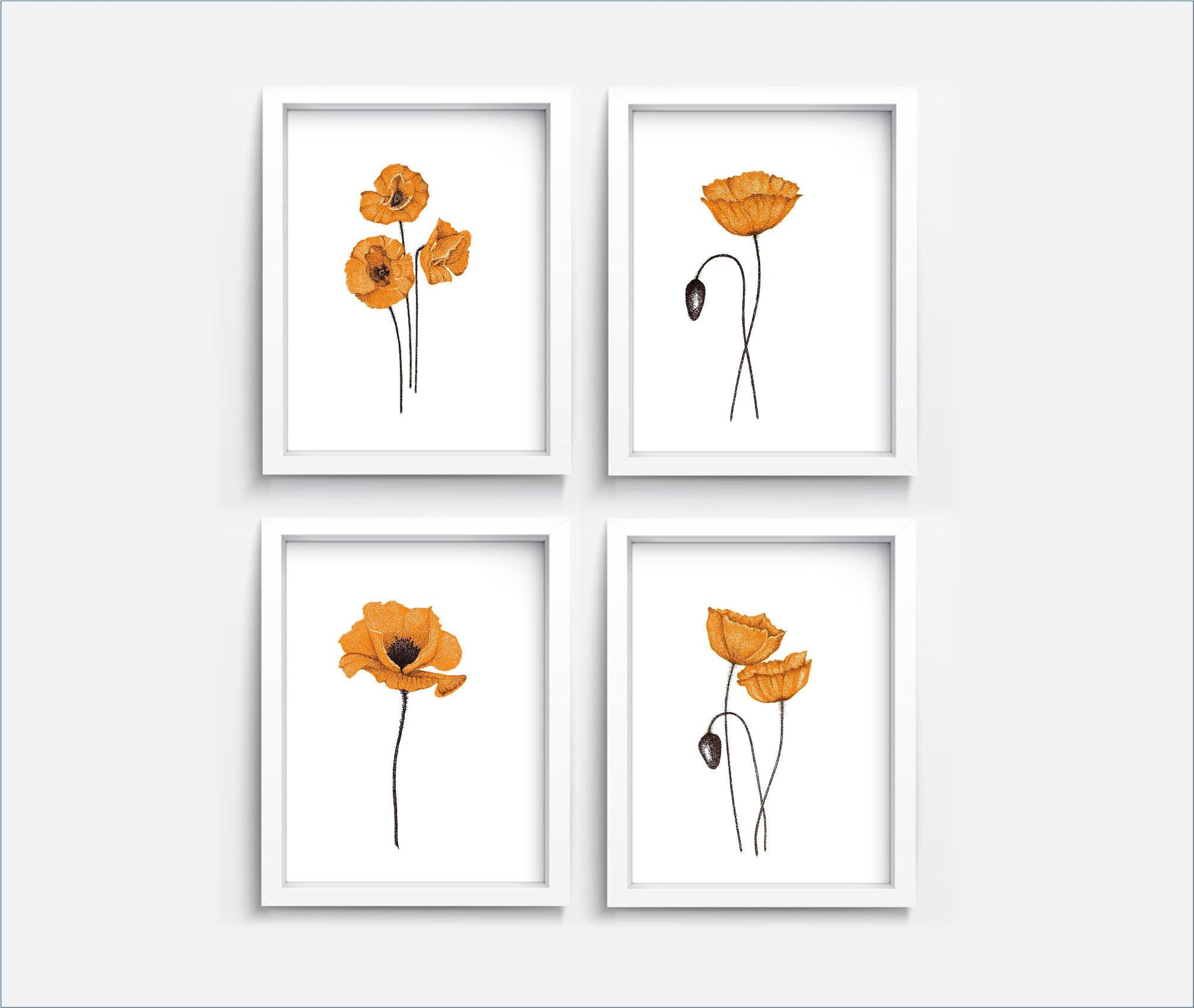 Poppy Botanical Print Set of Two Prints for Instant Download | Etsy
