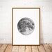 Stippled Full Moon Painting Digital Print. Lunar Phases Gray Printable ...