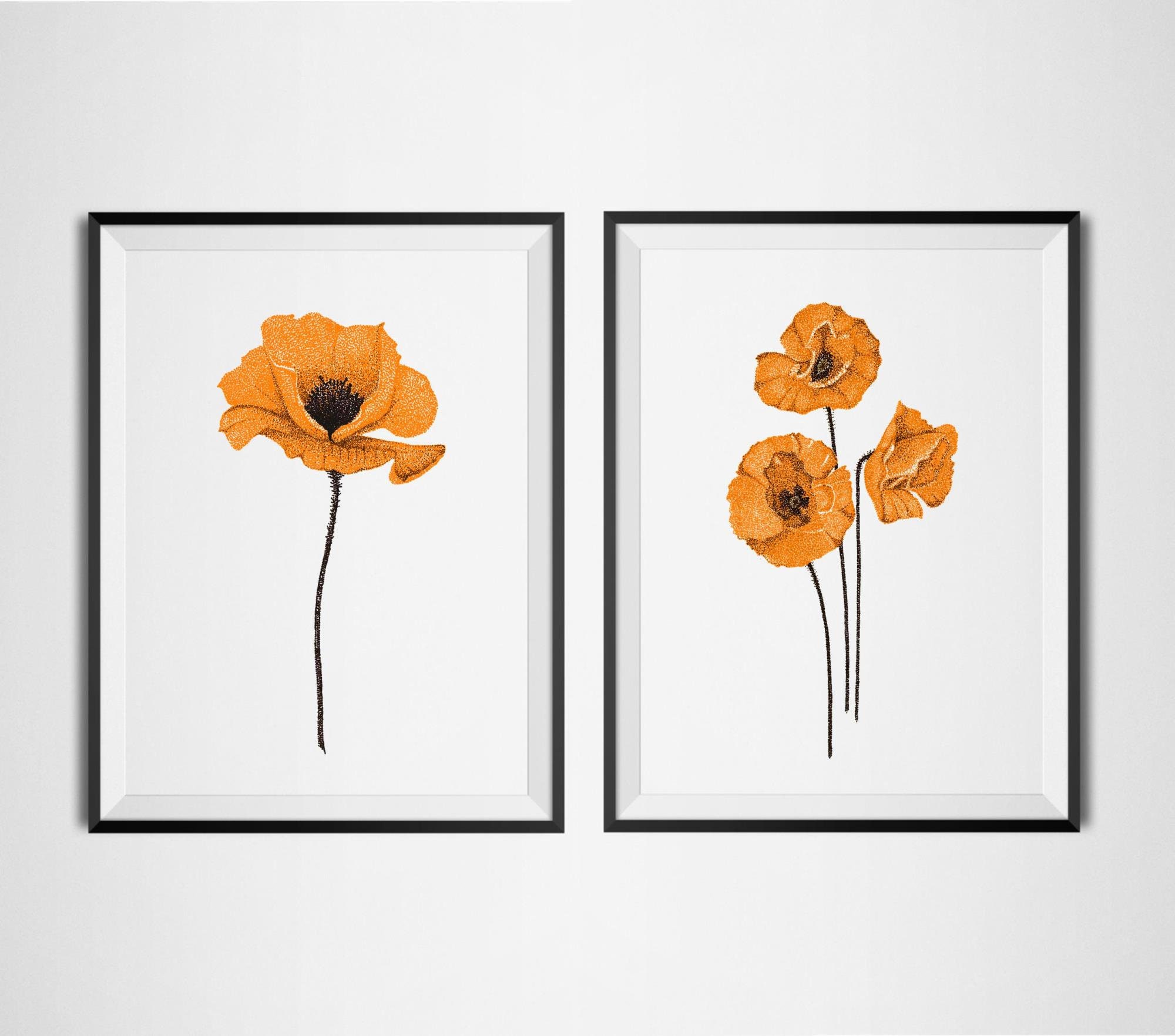 Poppy Botanical Print Set of Two Prints for Instant Download | Etsy