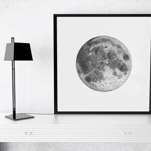 Phases of the Moon Set of 3 Digital Prints. White and Black Lunar ...