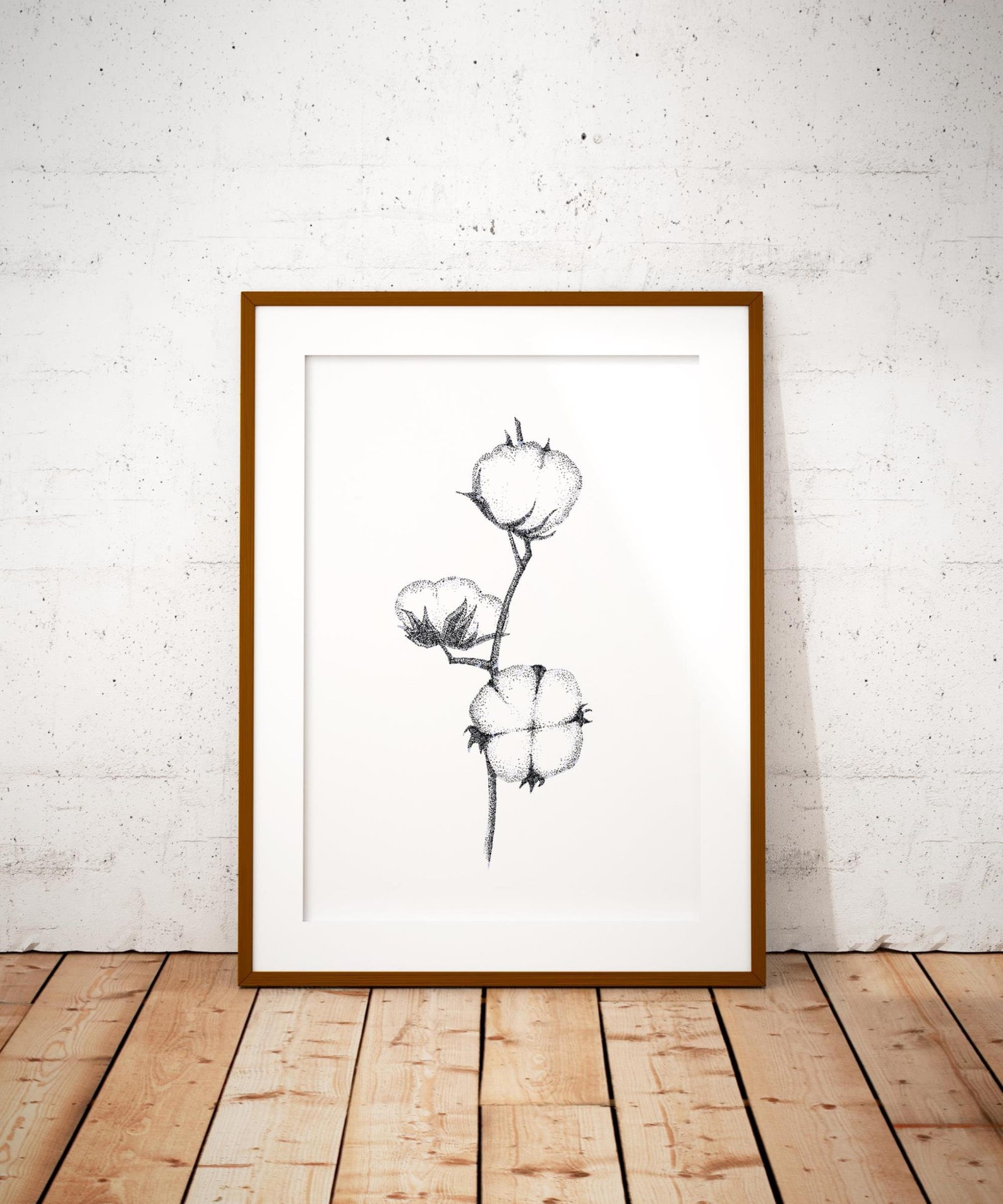 Minimalist Cotton Stem Wall Art Print Cotton Boll Printable - Etsy