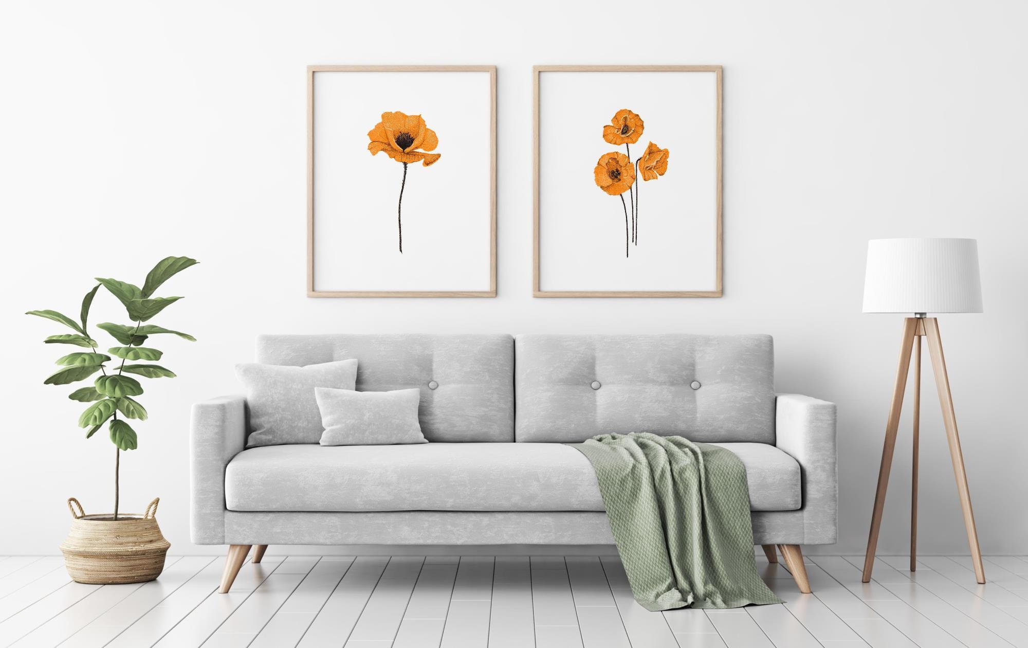 Poppy Botanical Print Set of Two Prints for Instant Download | Etsy