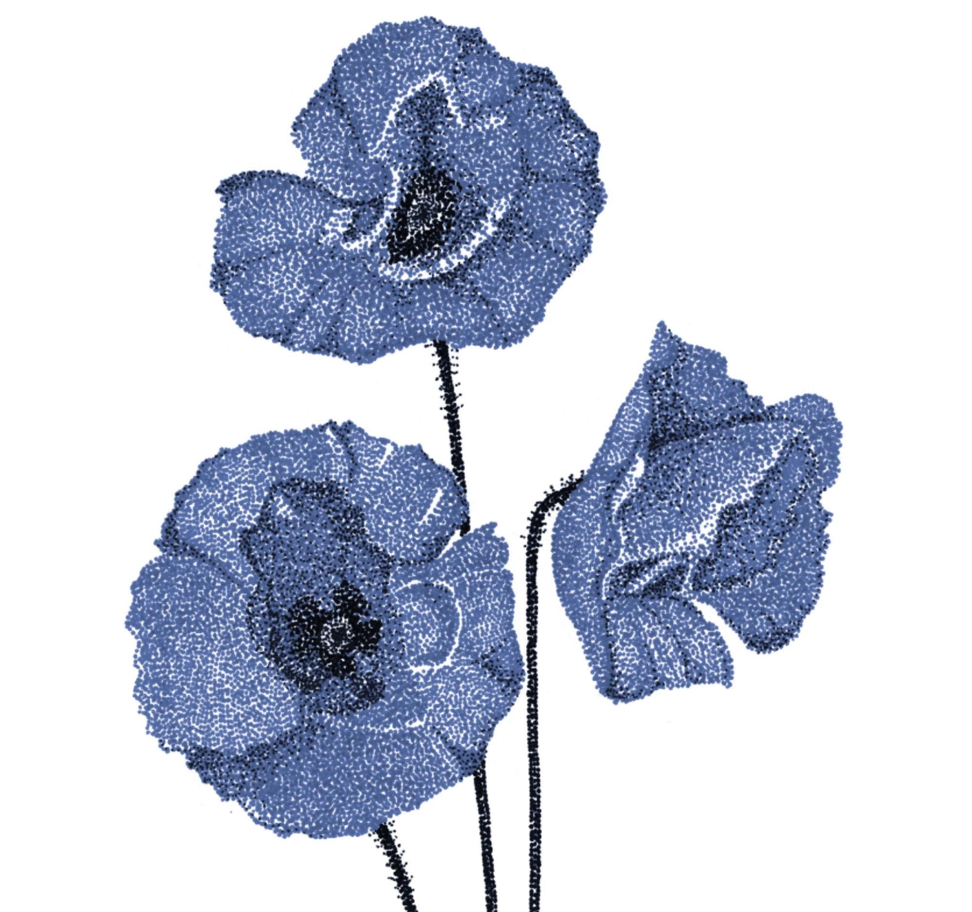 Royal Blue Abstract Poppy Flower Printable Art. Minimalist Home Decor ...