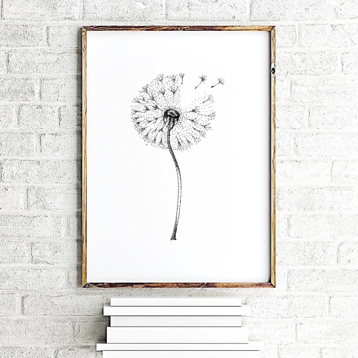 Printable Dandelion Art Set of 3 Prints Monochrome Floral | Etsy