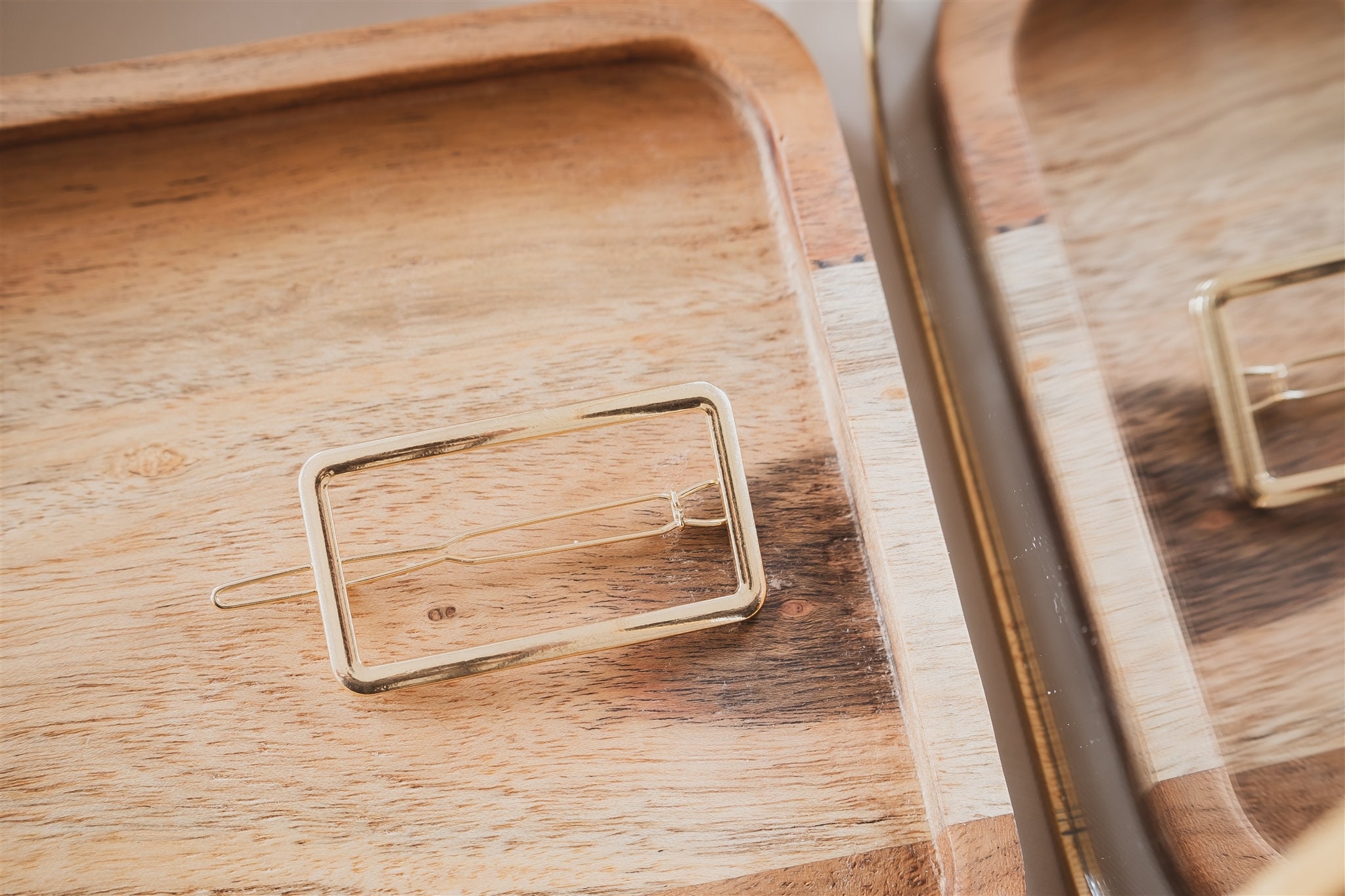 Golden rectangular hair clip gold hair clip rectangle gift | Etsy