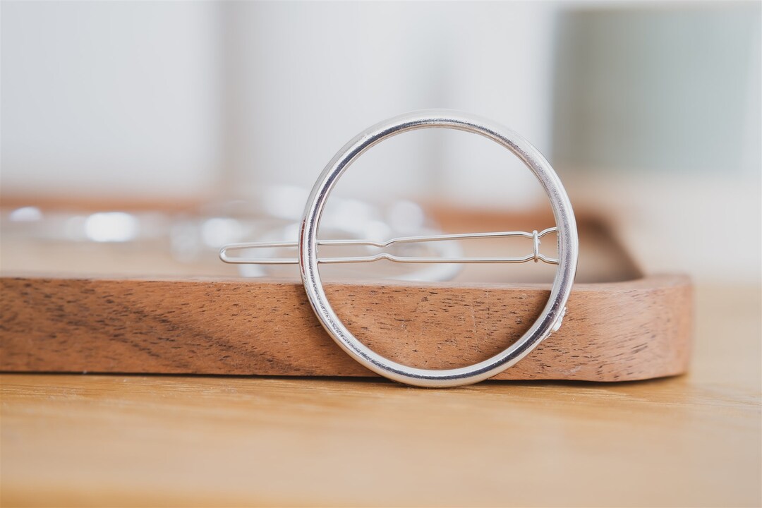 Silver Round Hair Clip, Silver Hair Clip, Circle, Gift Girlfriend, Hair ...