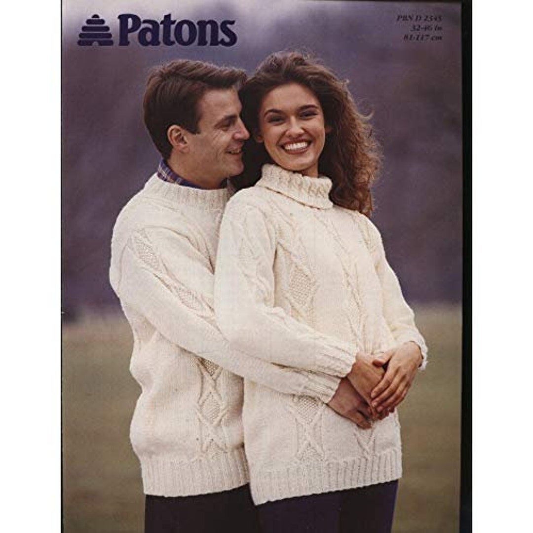 Patons Aran Knitting Pattern 2345 His and Her Sweaters - Etsy