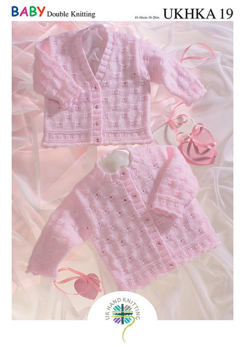 UKHKA 19 Baby Double Knitting Pattern - Cardigans, 41-66cm, 16-26in - Etsy