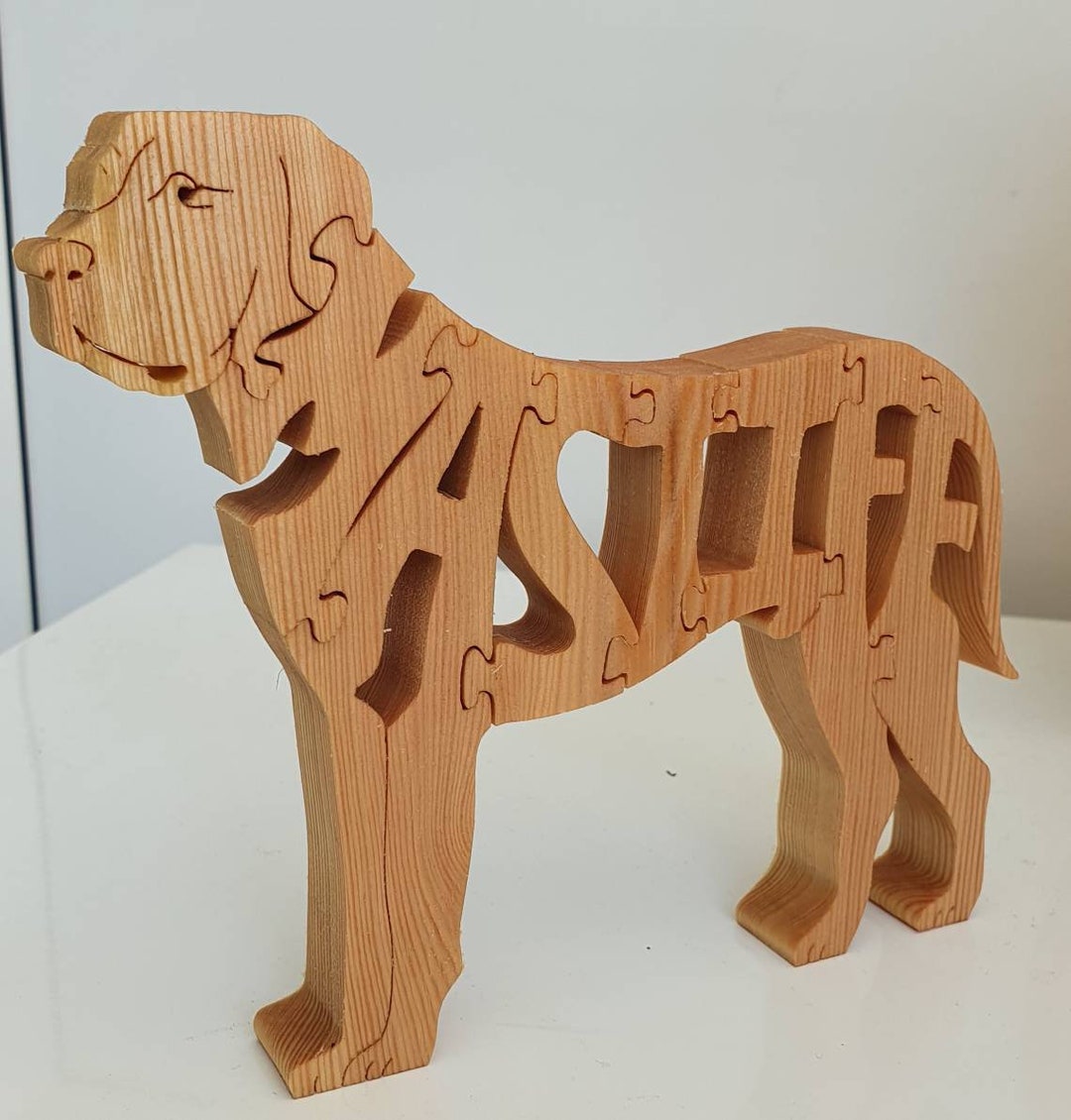 MASTIFF Handmade Wooden Dog Jigsaw Puzzle Ornament - Etsy