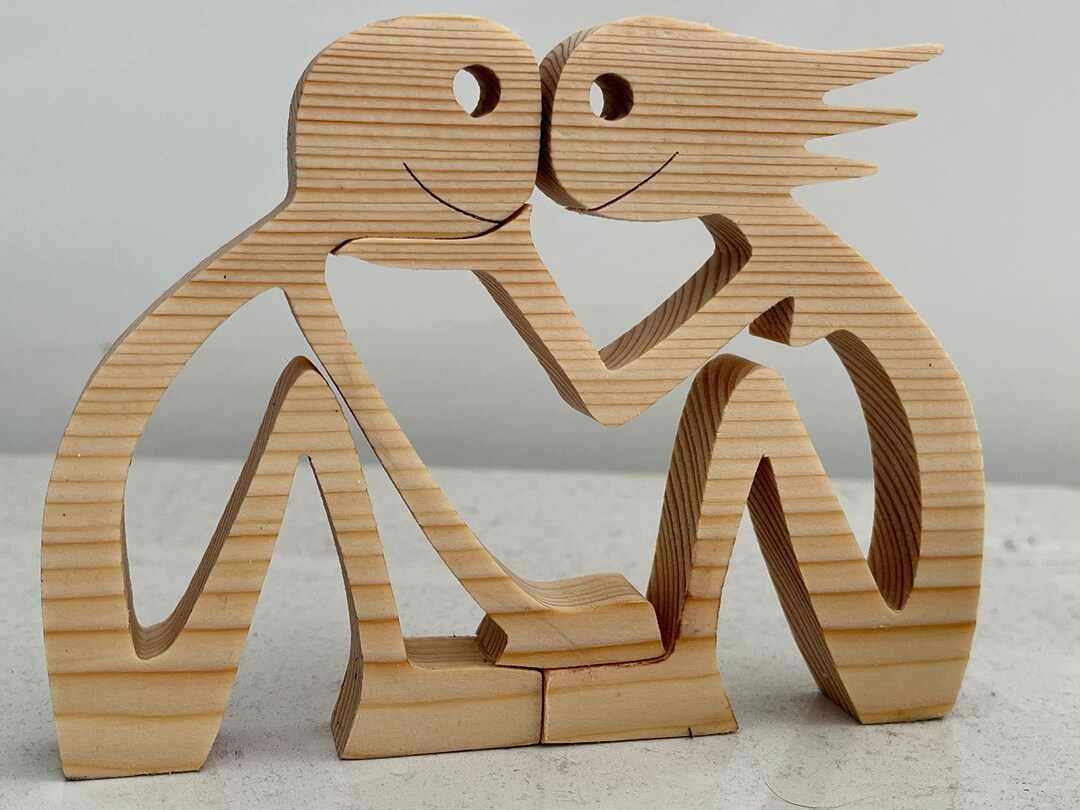 Funky People, Man and Woman Handmade Wooden Sculpture Carving Ornament ...