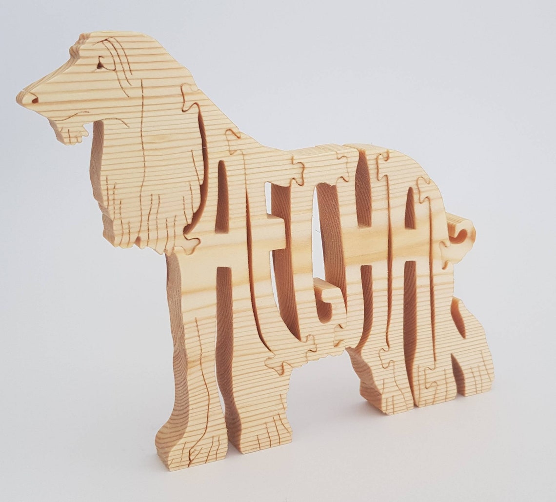 AFGHAN Handmade Wooden Dog Puzzle - Etsy
