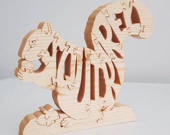 Squirrel Wooden Jigsaw Puzzle: Laser Cut Animal Pieces, A4 Size - Etsy