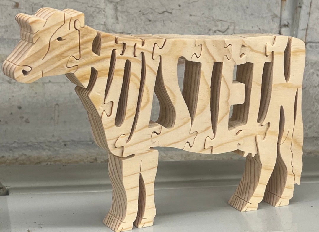 HOLSTEIN COW Handmade Wooden Animal Jigsaw Puzzle Ornament. - Etsy