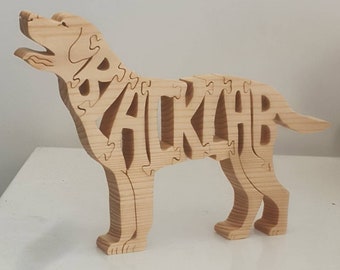 CHOCOLATE LABRADOR Handmade Wooden Dog Puzzle Ornament | Etsy