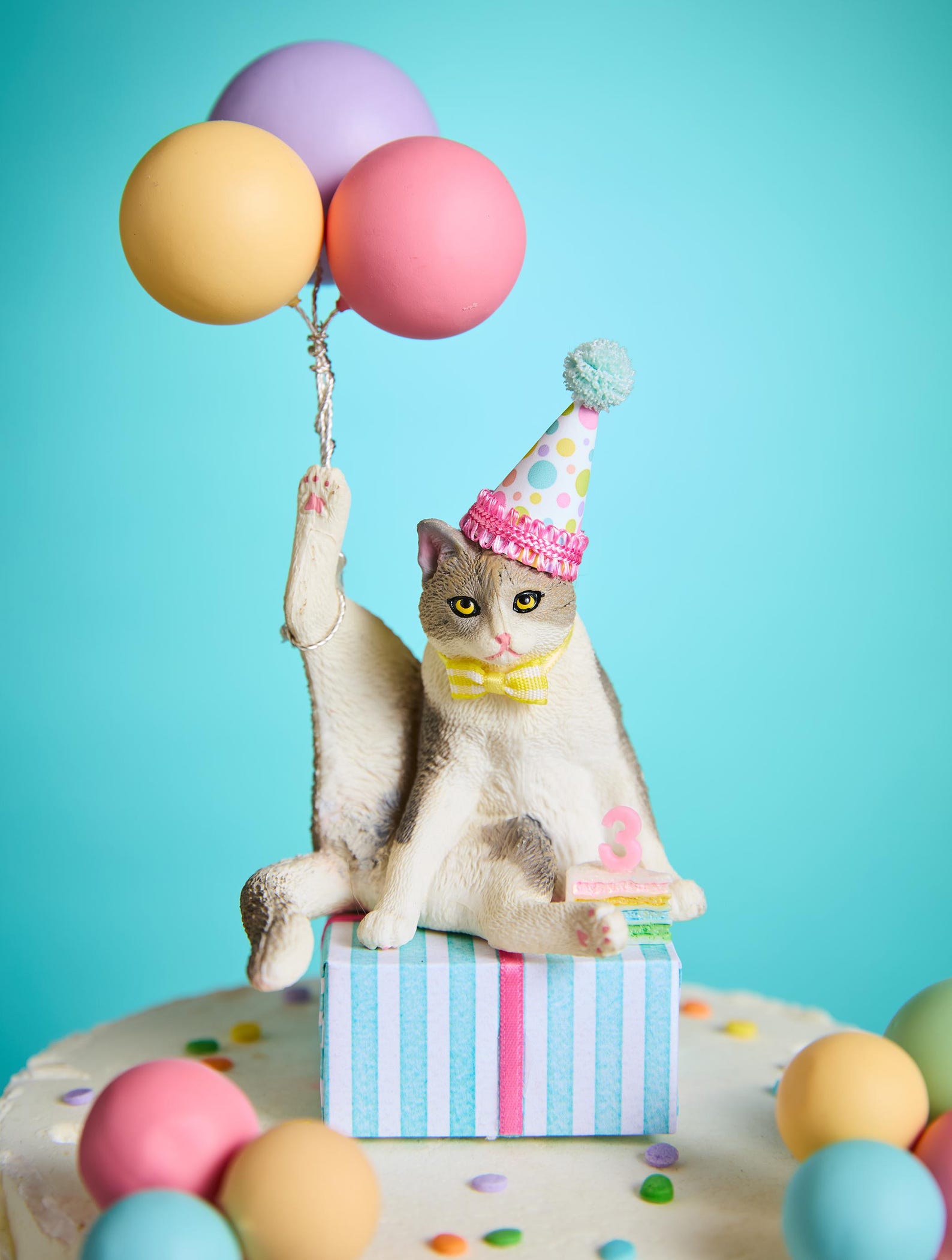 Party Animal Cat Cake, Cat Themed Birthday, Grey and White Cat Cake ...