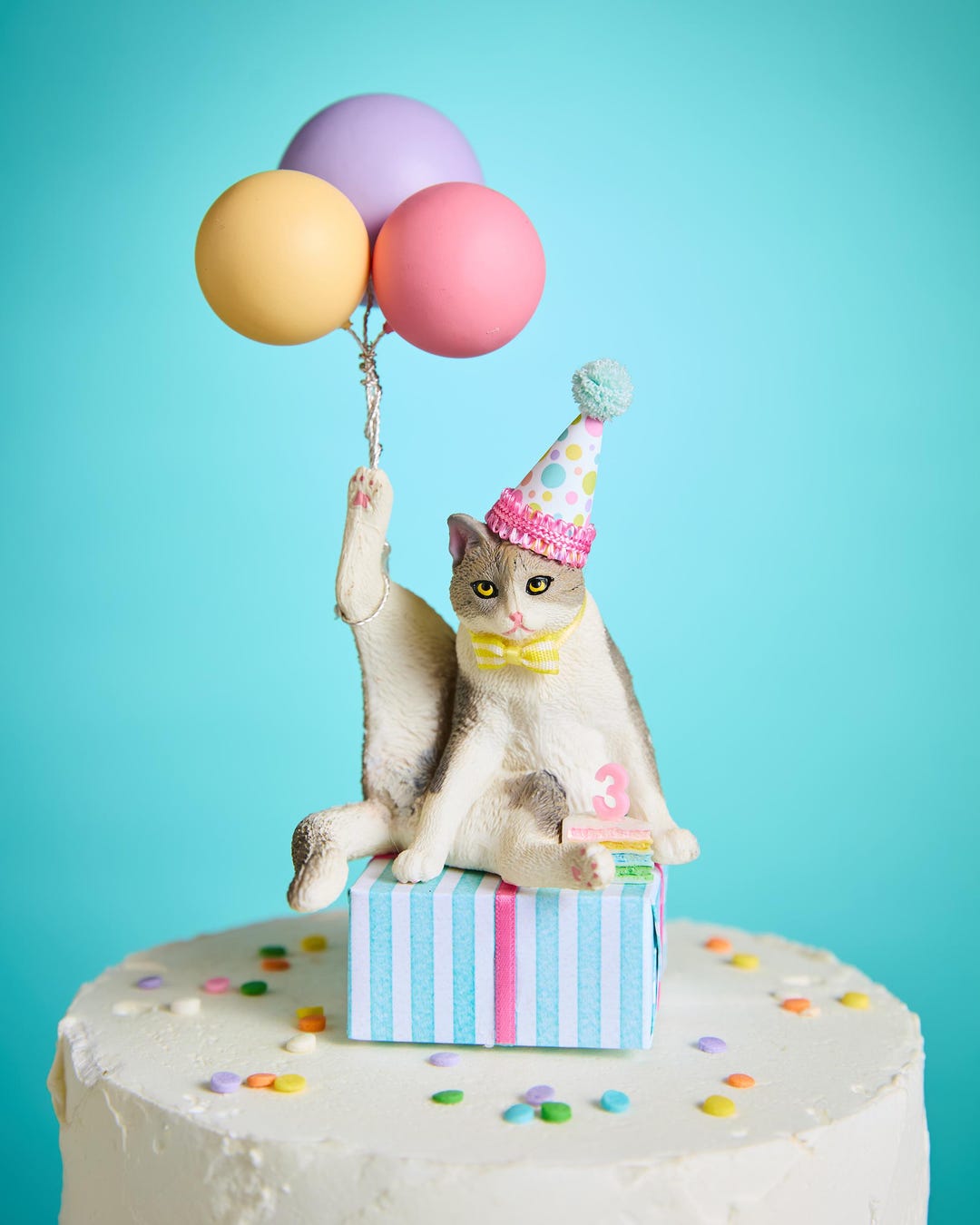 Party Animal Cat Cake, Cat Themed Birthday, Grey and White Cat Cake ...